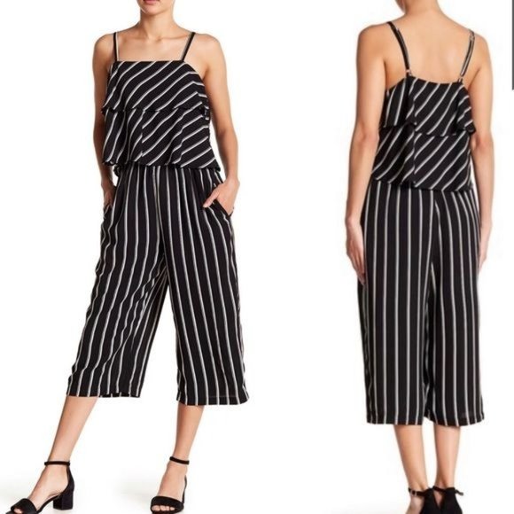 MELLODAY | Pants & Jumpsuits | Mello Day Black White Stripe Cropped ...